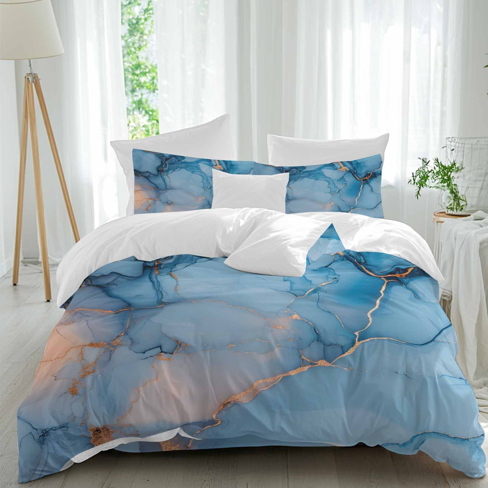 4 Piece Duvet Cover Set Twin, Abstract Marble Texture Art Soft ...
