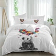 4 Piece Duvet Cover Set Twin, Abstract Panda Soft Breathable Bedding ...