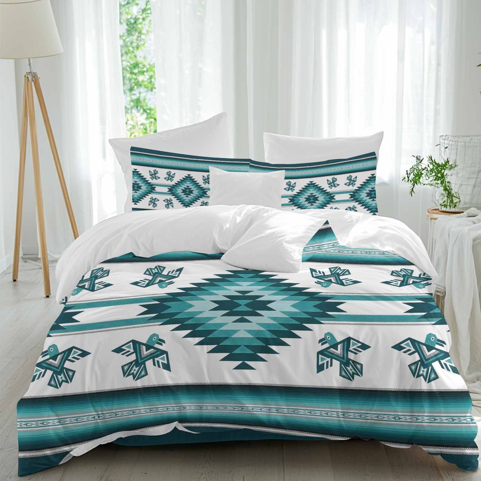 4 Piece Duvet Cover Set Twin, Bohemian Tribal Thunderbird Soft ...