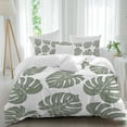 4 Piece Duvet Cover Set Twin, Botanical Monstera Tropical Leaf Soft ...