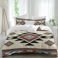 4 Piece Duvet Cover Set Twin, Brown Aztec Ethnic Art Soft Breathable ...