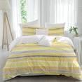 4 Piece Duvet Cover Set Twin, Classic Yellow Gray Stripes Soft ...