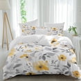 4 Piece Duvet Cover Set Twin, Country Style Yellow Flowers Soft ...