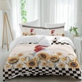 4 Piece Duvet Cover Set Twin, Farm Cock Sunflower Soft Breathable ...