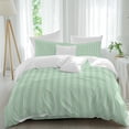 4 Piece Duvet Cover Set Twin, Farmhouse Sage Green Stripe Soft ...