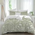 4 Piece Duvet Cover Set Twin, Farmhouse Wildflower Leaf Silhouette Soft ...