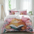 4 Piece Duvet Cover Set Twin, Funny Reading Ginger Cat Soft Breathable ...