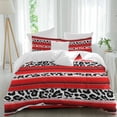4 Piece Duvet Cover Set Twin, Mexico Stripes Red Animal Leopard Skin ...