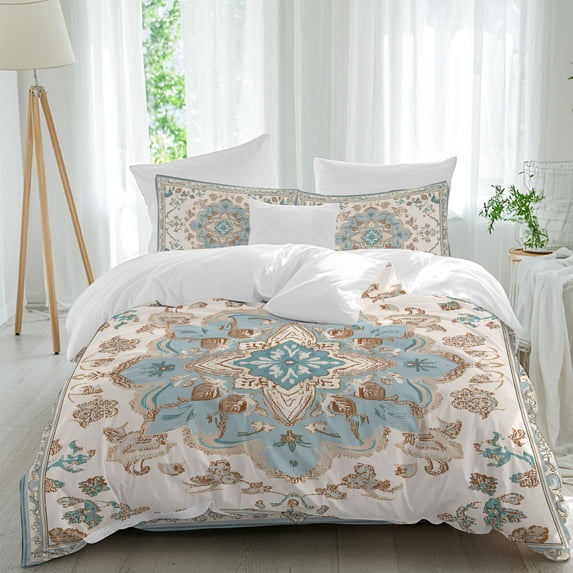 4 Piece Duvet Cover Set Twin, Mid Century Abstract Boho Flower Soft ...
