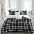 4 Piece Duvet Cover Set Twin, Modern Black Buffalo Plaid Stripe Soft ...