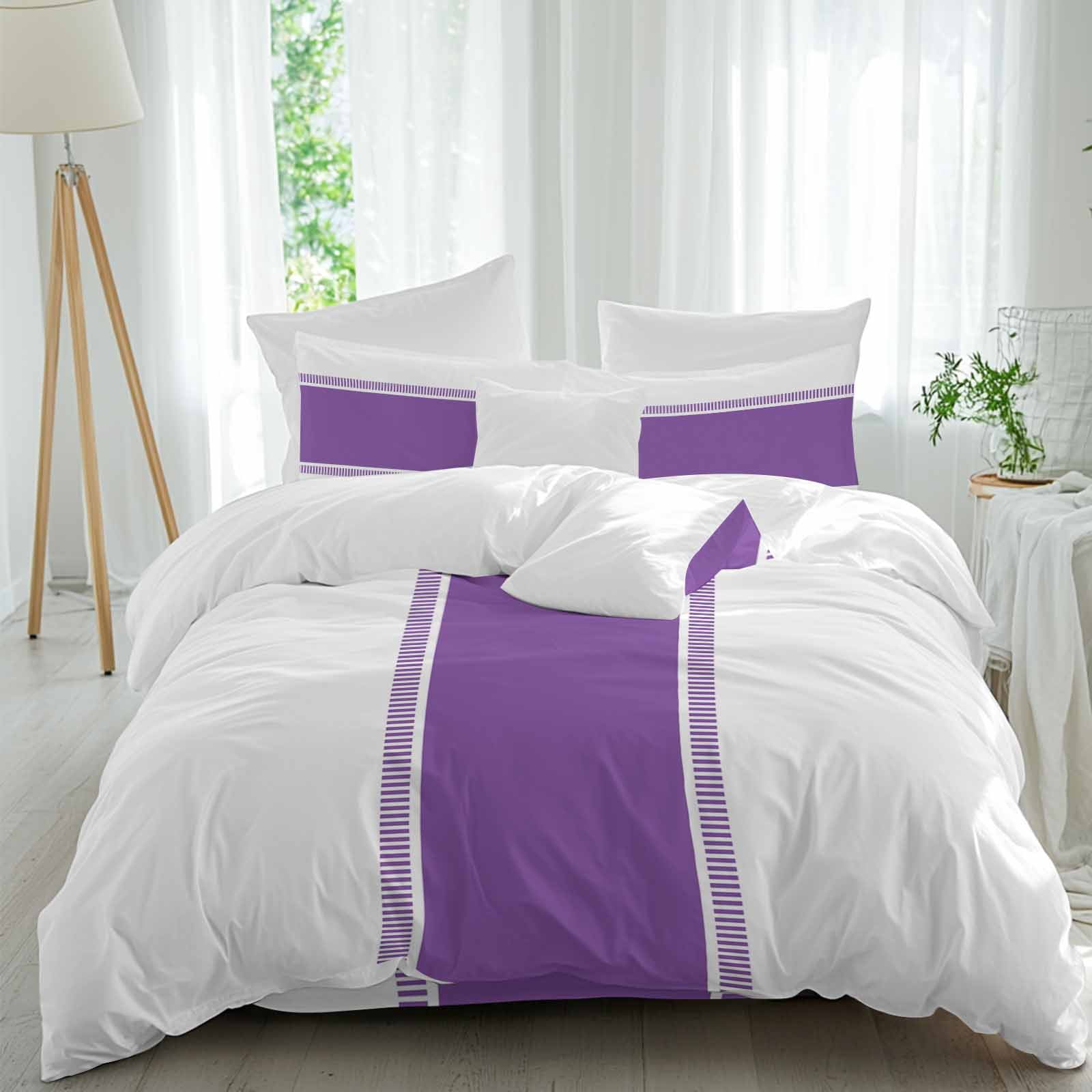 4 Piece Duvet Cover Set Twin, Modern Geometric Stripe Texture Soft ...