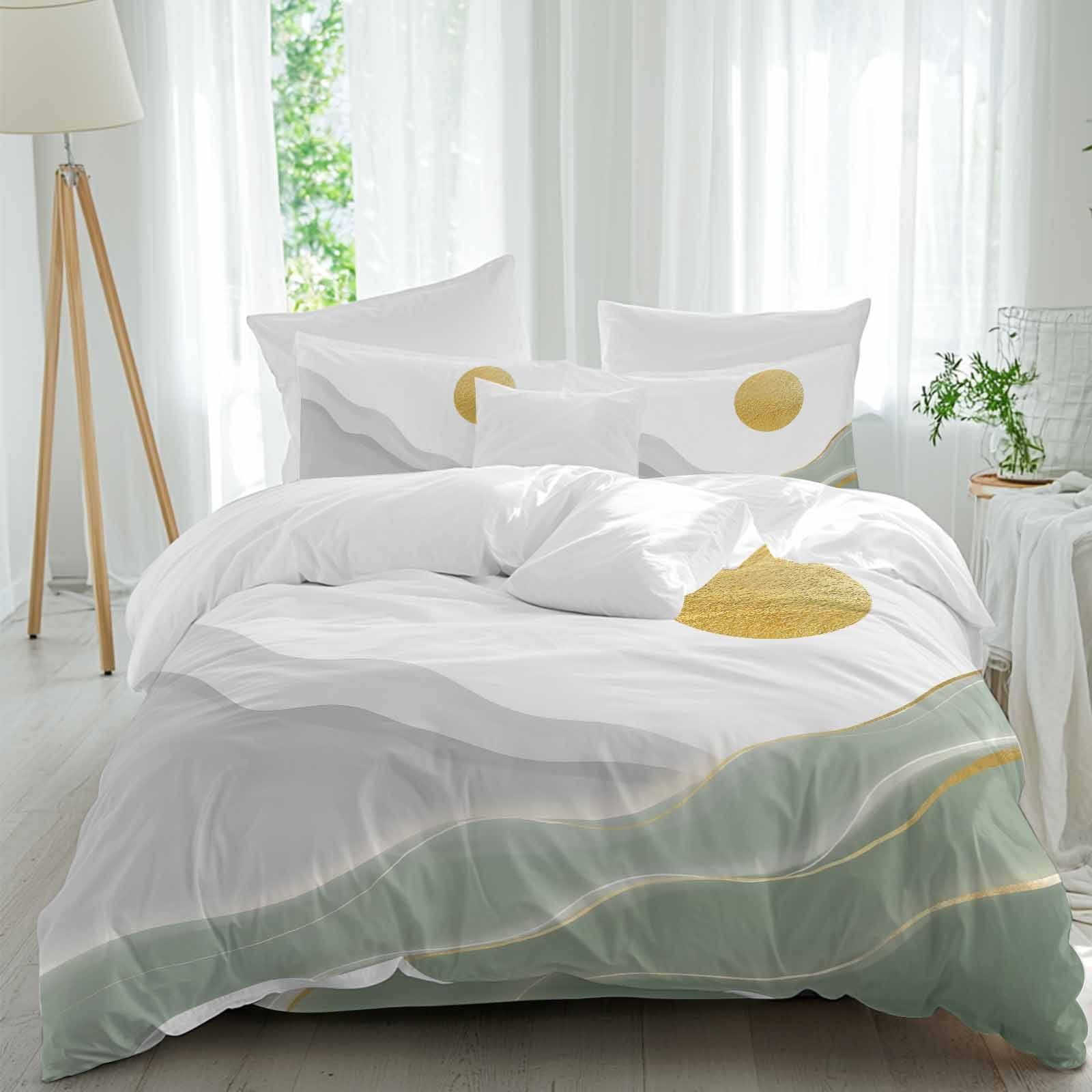 4 Piece Duvet Cover Set Twin, Modern Mountain Sunset Scenery Soft ...