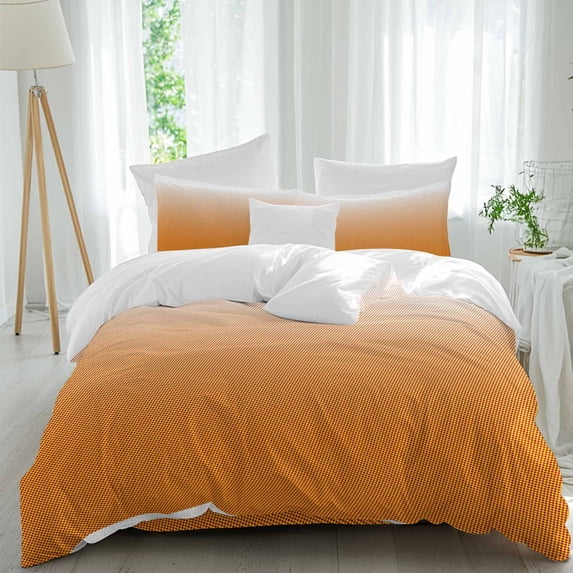 4 Piece Duvet Cover Set Twin, Modern Orange Gradient Art Soft ...
