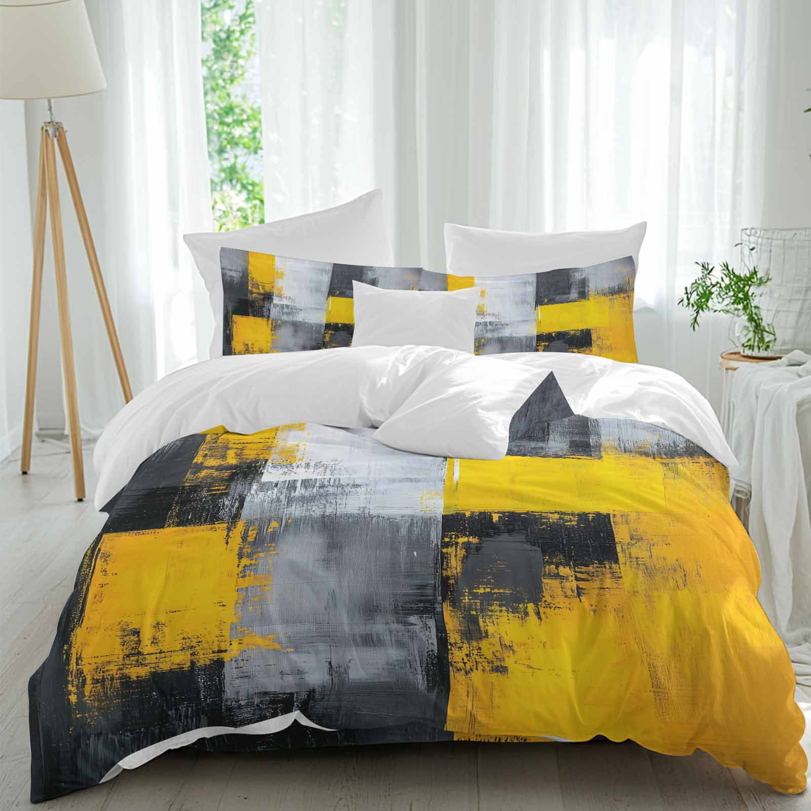 4 Piece Duvet Cover Set Twin, Modern Style Oil Painting Soft Breathable ...