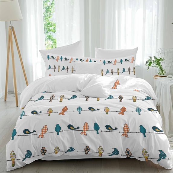 4 Piece Duvet Cover Set Twin, Nature Animals Birds Soft Breathable ...