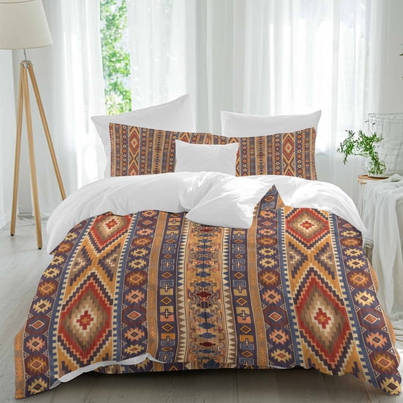 4 Piece Duvet Cover Set Twin, Retro Bohemian Geometric Pattern Soft ...