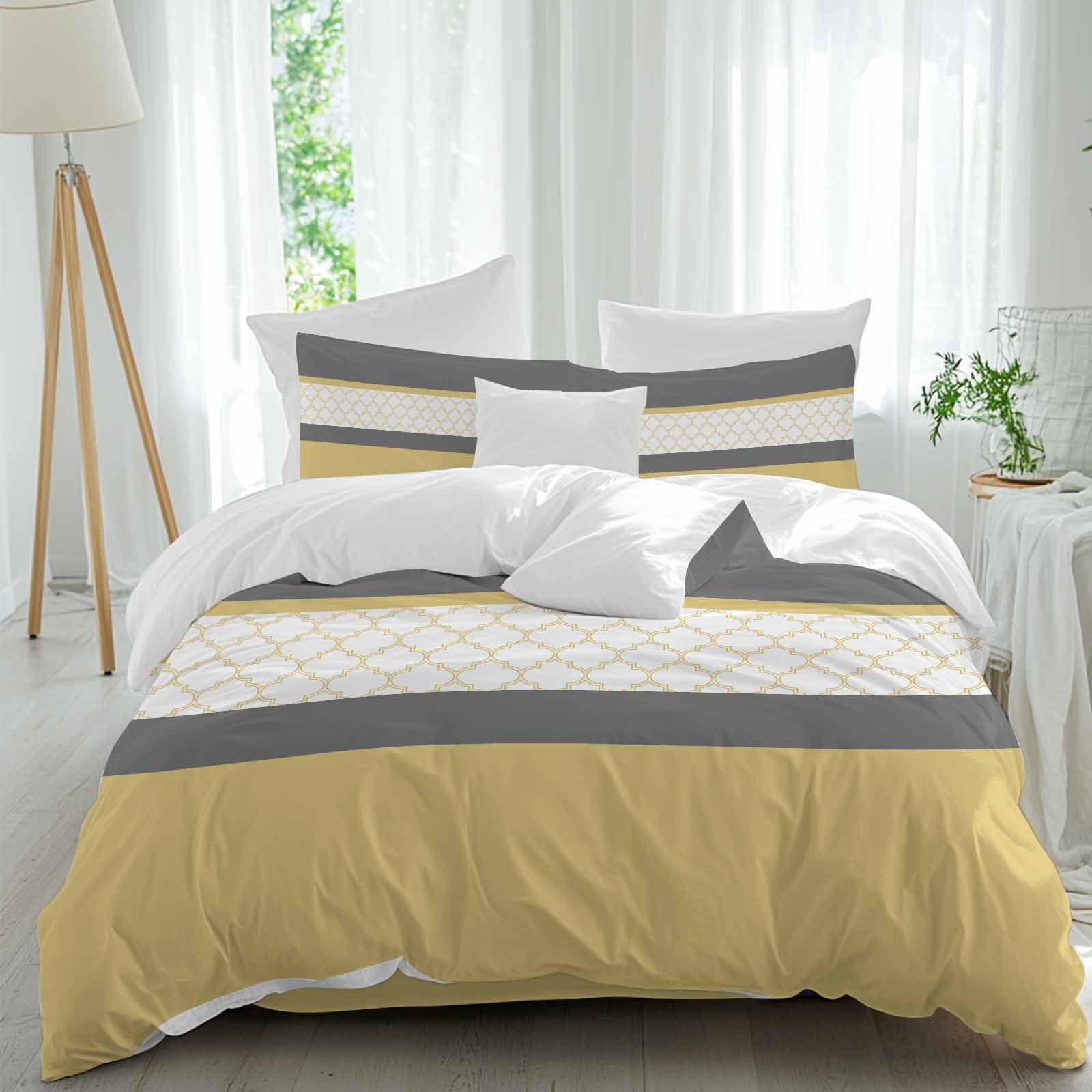 4 Piece Duvet Cover Set Twin, Retro Morocco Geometric Pattern Soft ...