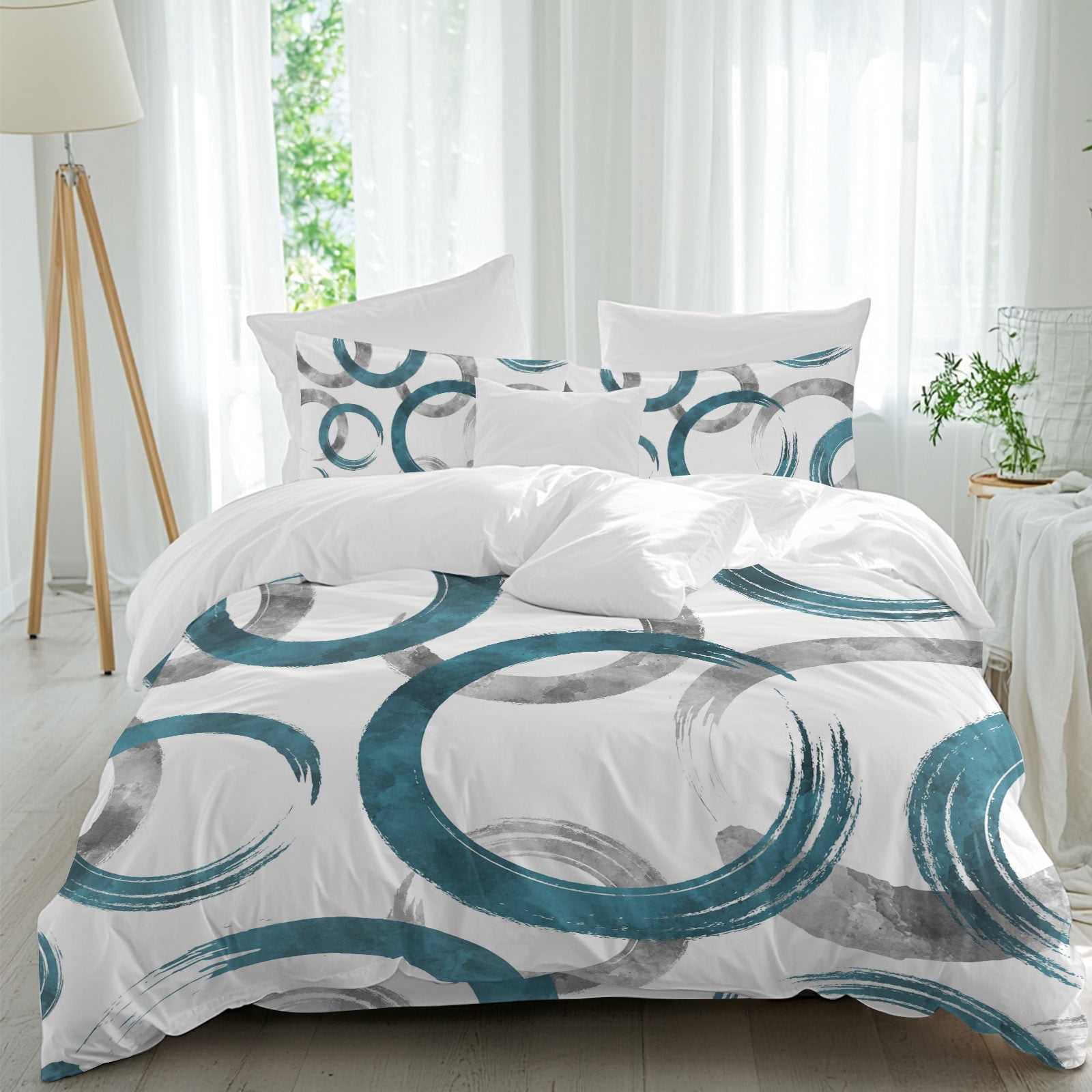 4 Piece Duvet Cover Set Twin, Simple Geometric Painting Circle Soft ...
