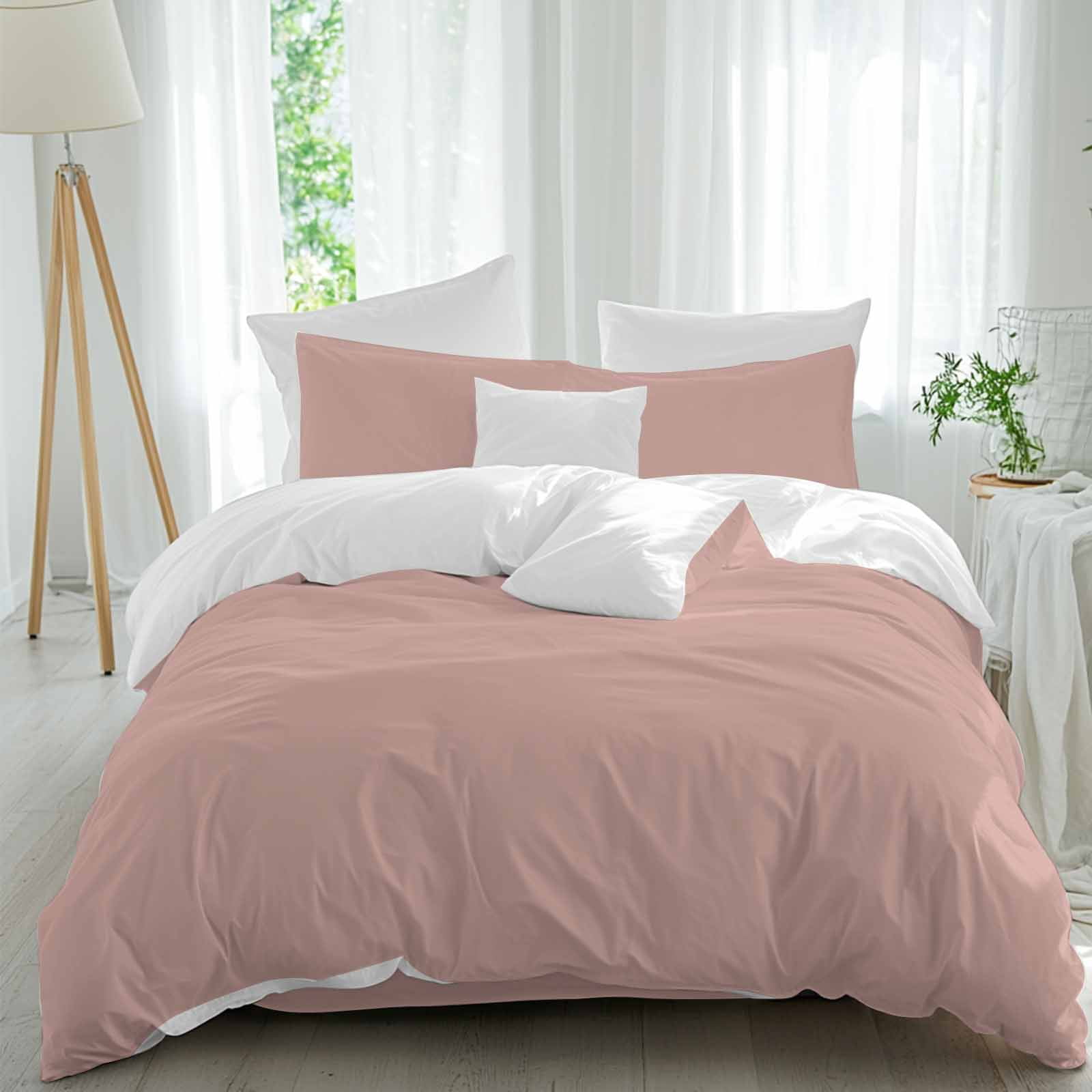4 Piece Duvet Cover Set Twin, Solid Pure Cyan Light Red Soft Breathable ...