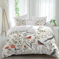 4 Piece Duvet Cover Set Twin, Spring Orange Flowers Birds Soft ...