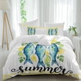 4 Piece Duvet Cover Set Twin, Summer Lemon Fish Mint Soft Breathable ...