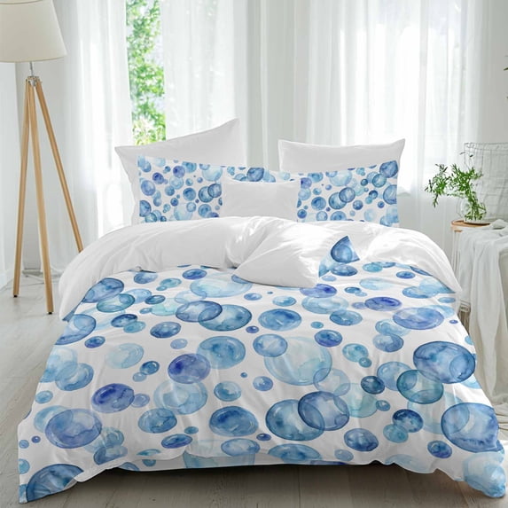4 Piece Duvet Cover Set Twin, Summer Oceans Blue Bubbles Soft ...