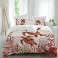 4 Piece Duvet Cover Set Twin, Summer Red Sea Turtle Octopus on Linen ...