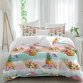 4 Piece Duvet Cover Set Twin, Summer Tropical Fruit Pineapple Soft ...
