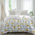 4 Piece Duvet Cover Set Twin, Summer Yellow Daisy Flower Bee Soft ...