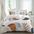 4 Piece Duvet Cover Set Twin, Terracotta Aesthetic Abstract Leaves Soft ...