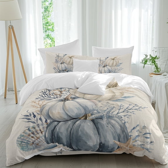 4 Piece Duvet Cover Set Twin, Thanksgiving Farm Pumpkins Soft ...