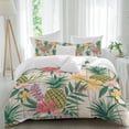 4 Piece Duvet Cover Set Twin, Tropical Plants Pineapple Flower Soft ...