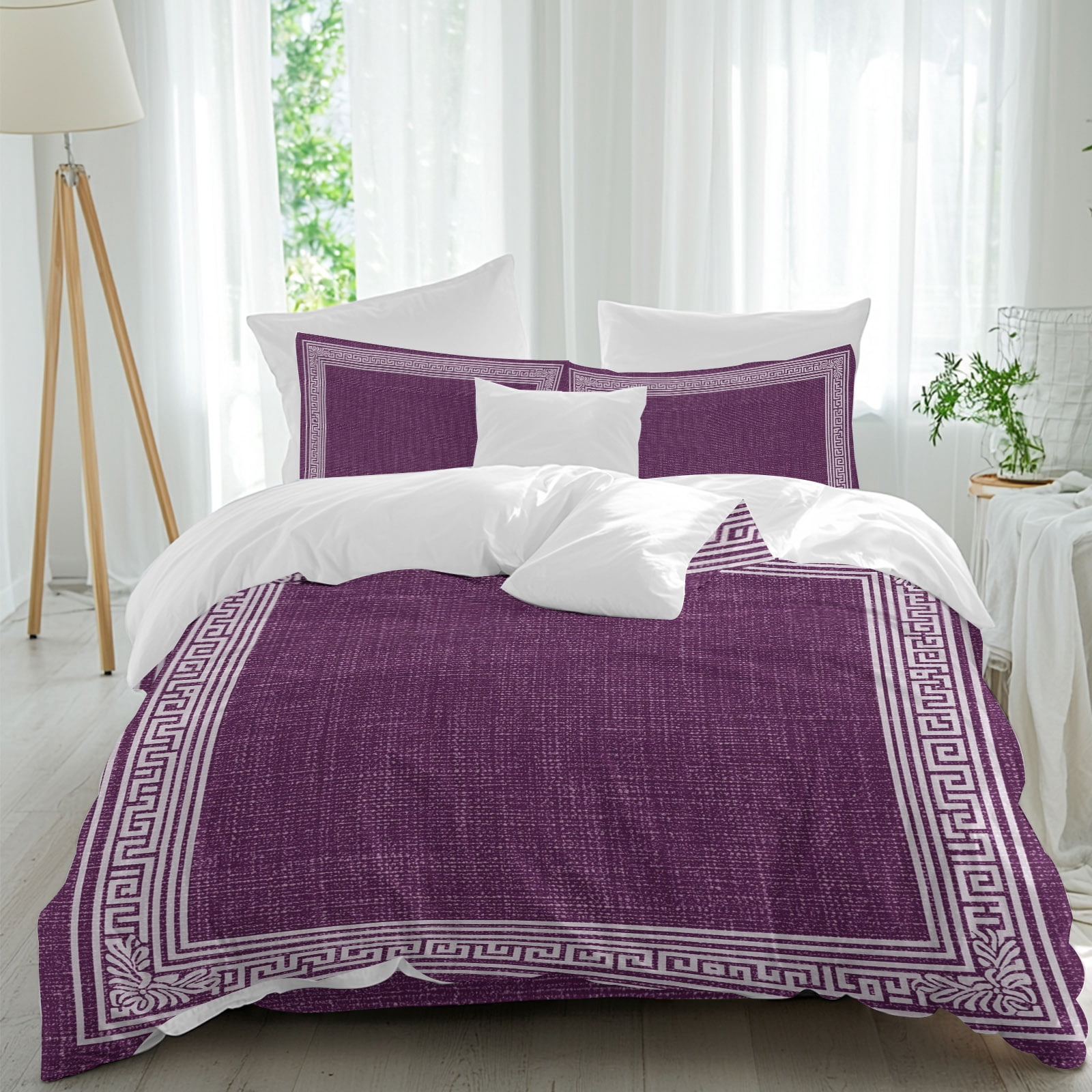 4 Piece Duvet Cover Set Twin, Vintage Greece Trial Style Soft ...