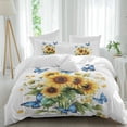 4 Piece Duvet Cover Set Twin, Watercolor Farm Sunflower Butterfly Soft ...