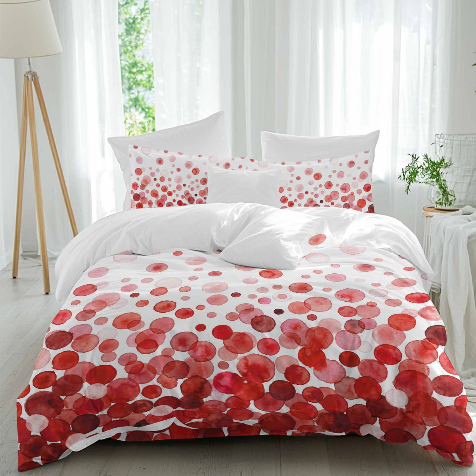 4 Piece Duvet Cover Set Twin, Watercolor Gradient Polka Dot Soft ...