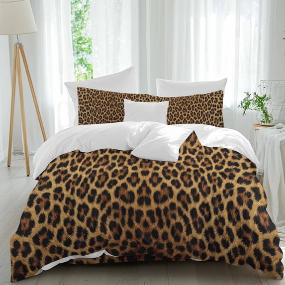 4 Piece Duvet Cover Set Twin, Wild Abstract Leopard Skin Soft ...