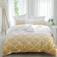 4 Piece Duvet Cover Set Twin, Yellow Gradient Moroccan Pattern Soft ...