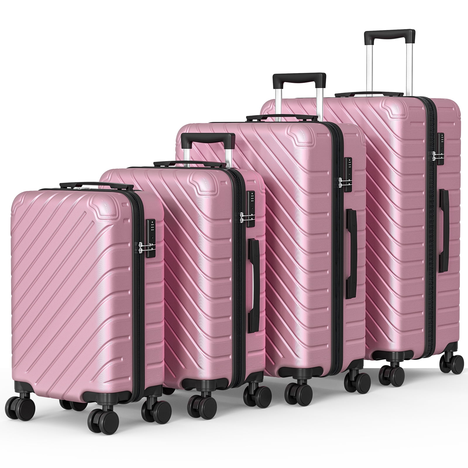 4 Piece Expandable Luggage Sets+20% Space, Waterproof Durable Ultra ...