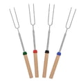 4-Piece Extendable Roasting Forks, BBQ Smores Sticks with Wooden Handle ...