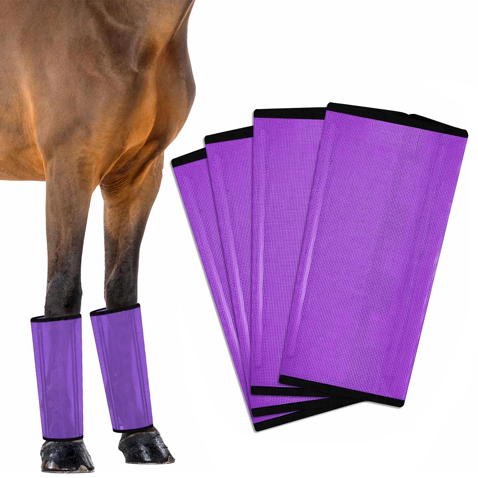 4 Piece Fine Mesh Fly Boots Loose Fitting & Non-Slip Horse Fly Leggings ...