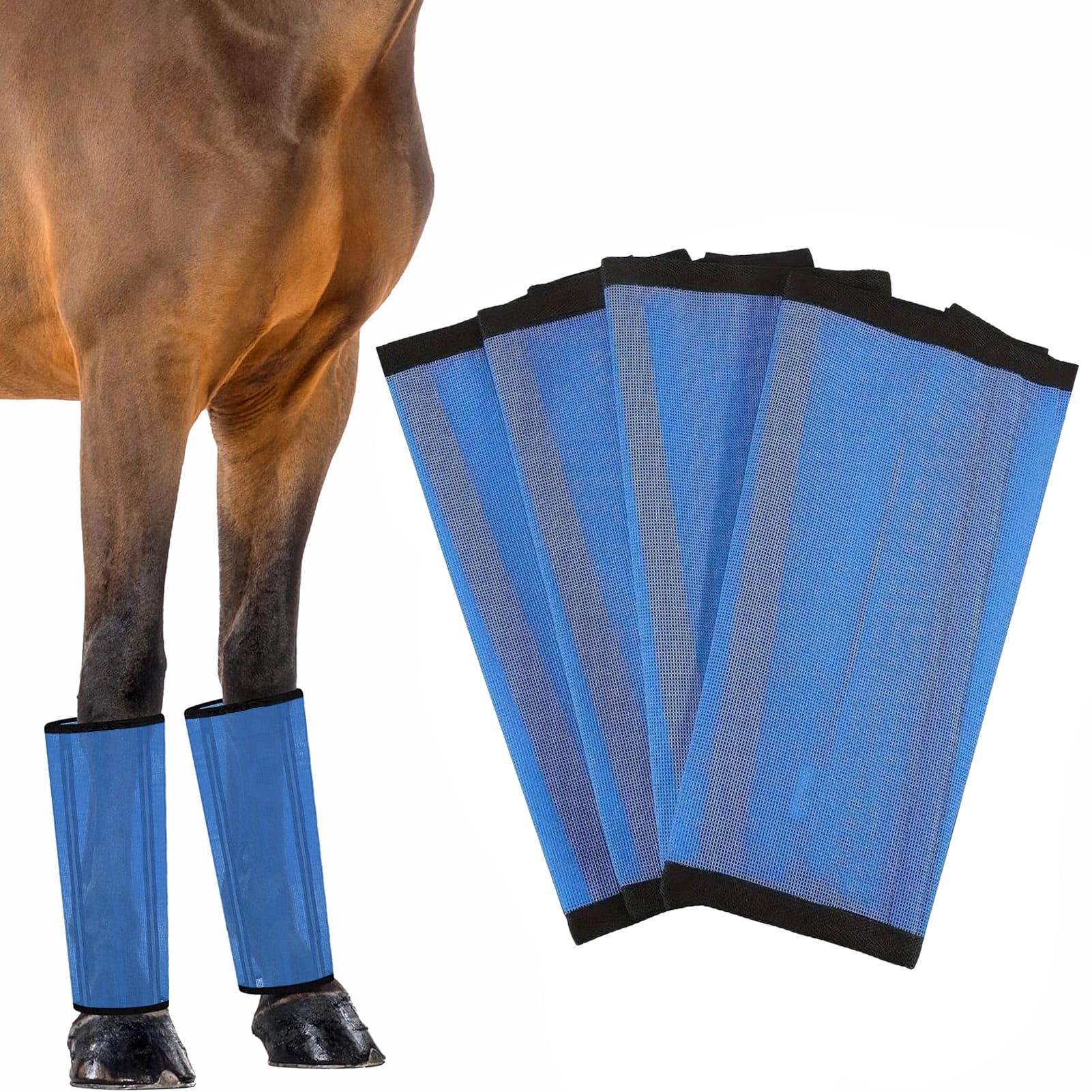 4 Piece Fine Mesh Fly Boots Loose Fitting & Non-Slip Horse Fly Leggings ...