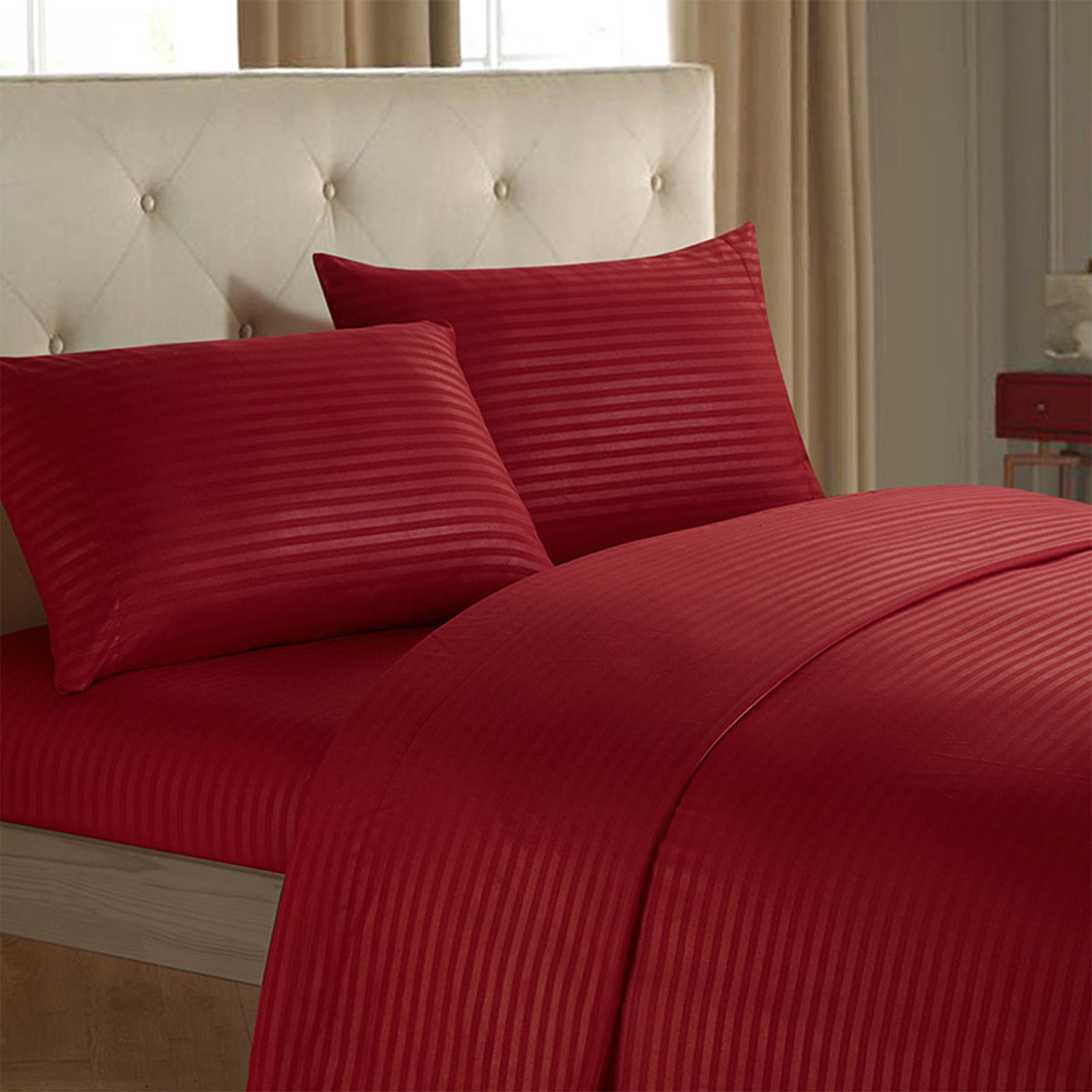 4-Piece Fitted Sheet Set Queen Size Satin-Like Chemical Fiber Bedding ...