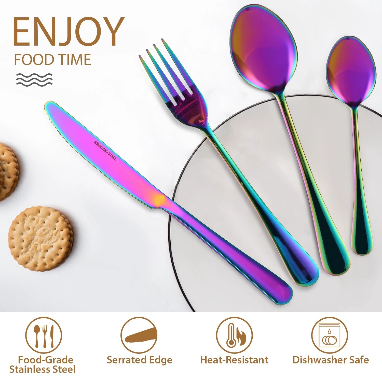 4-Piece Flatware Set Stainless Steel Silverware Cutlery W/Fork Knife ...