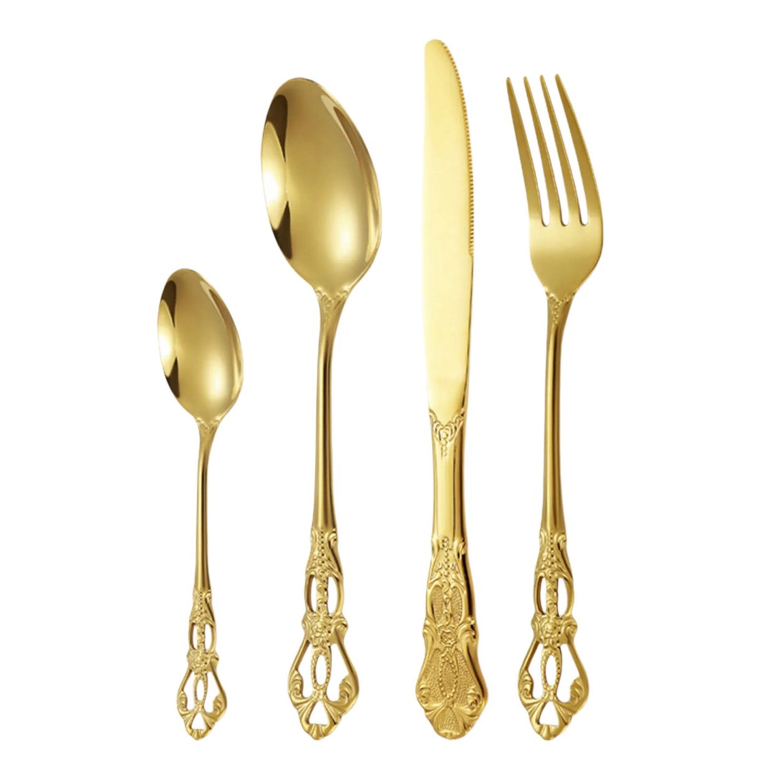 4 Piece Flatware Set for Luxurious Polished Stainless Steel Cutlery ...