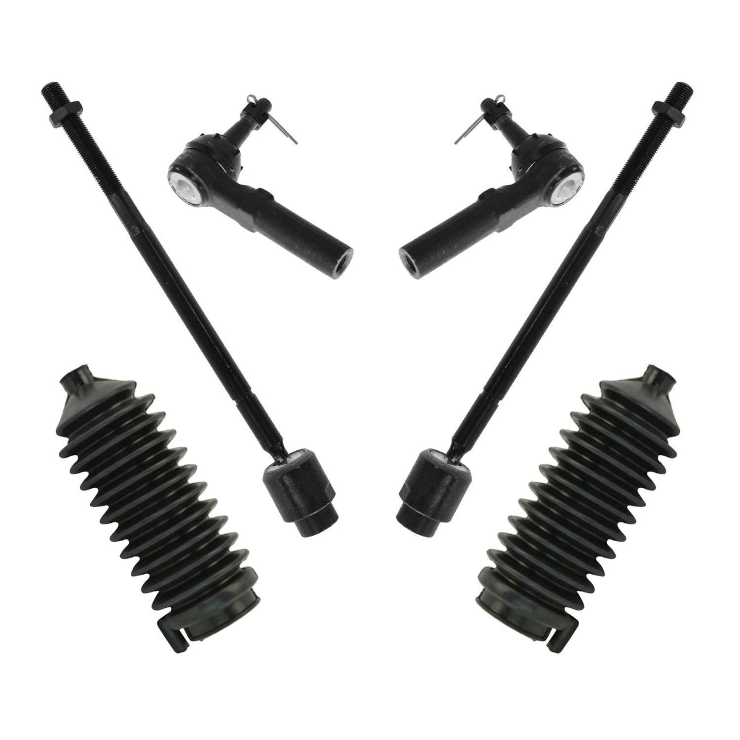 4-Piece Front Inner and Outer Tie Rods with 2-Piece Steering Rack ...