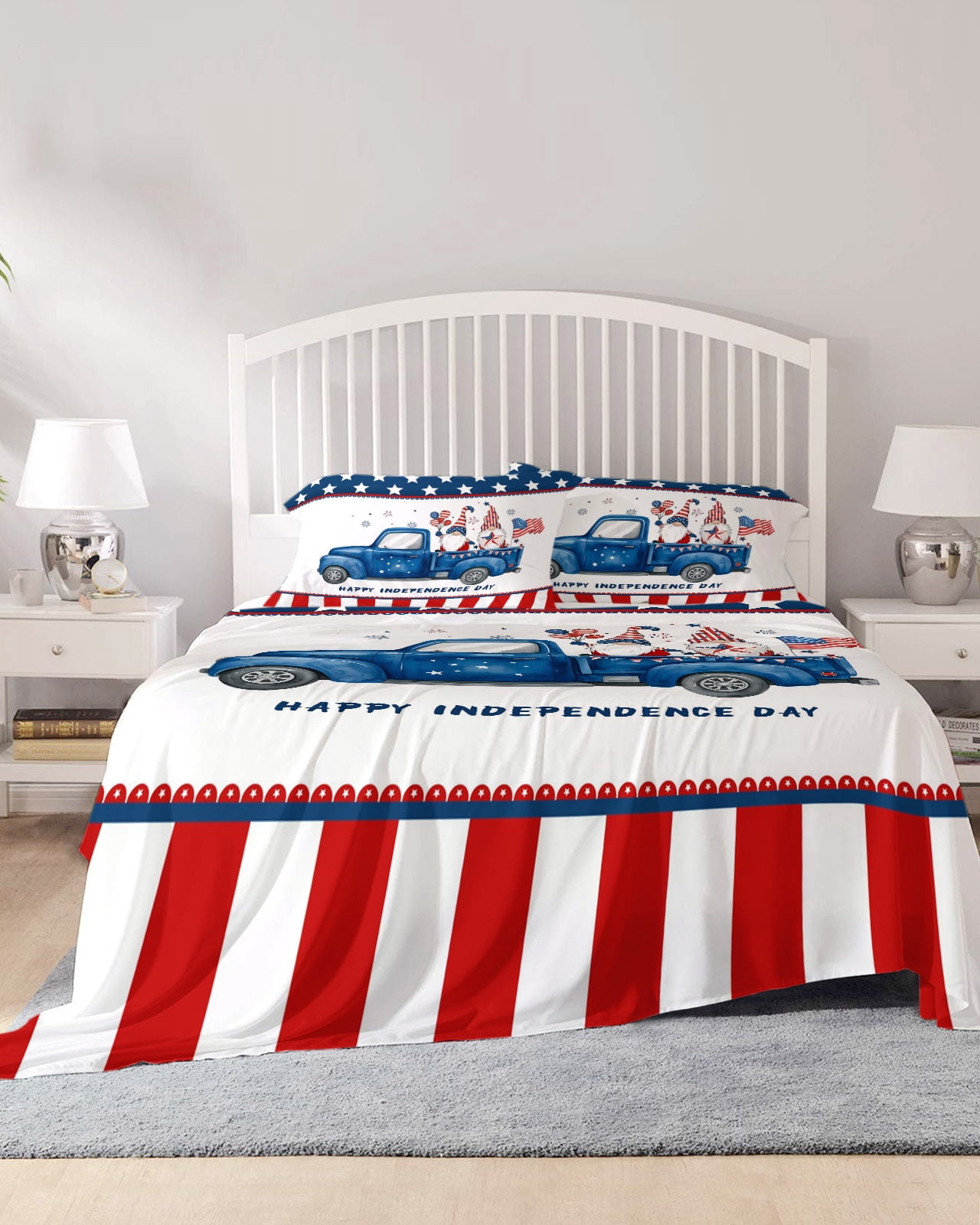 4 Piece Full Sheet Set 4th of July Sheets Set for Full Size Bed ...