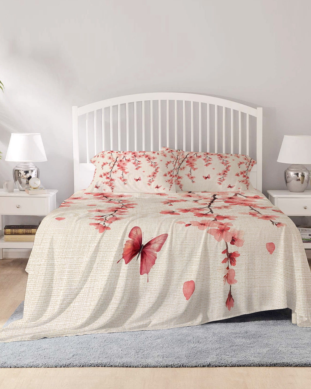 4 Piece Full Sheet Set Cherry Blossoms Sheets Set for Full Size Bed ...