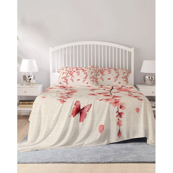 4 Piece Full Sheet Set Cherry Blossoms Sheets Set for Full Size Bed ...