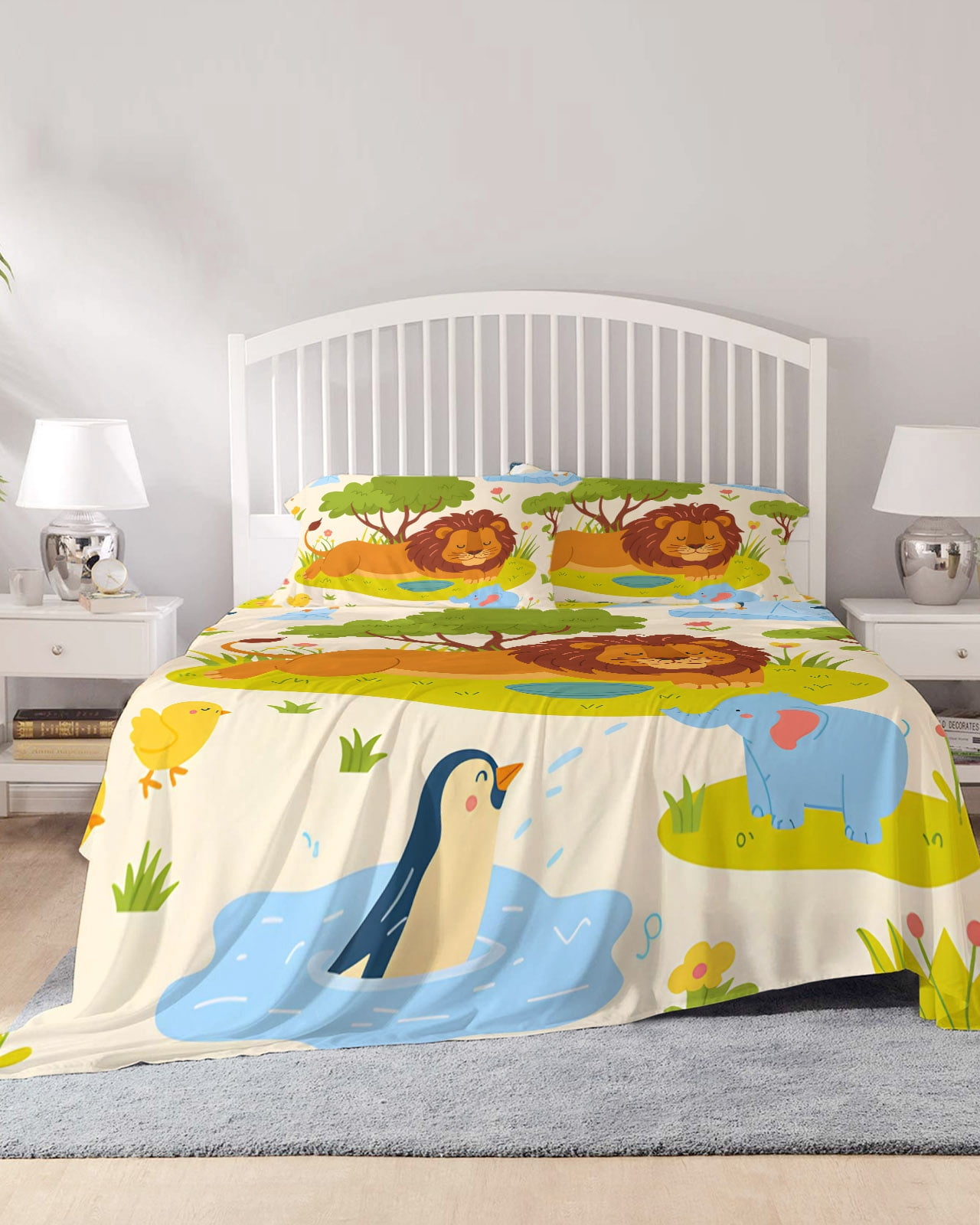 4 Piece Full Sheet Set Cute Lion Sheets Set for Full Size Bed ...