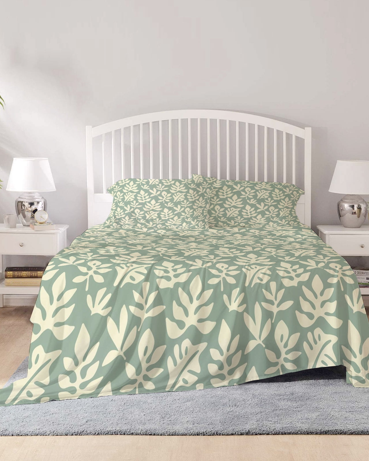 4 Piece Full Sheet Set Flower Floral Sheets Set for Full Size Bed ...